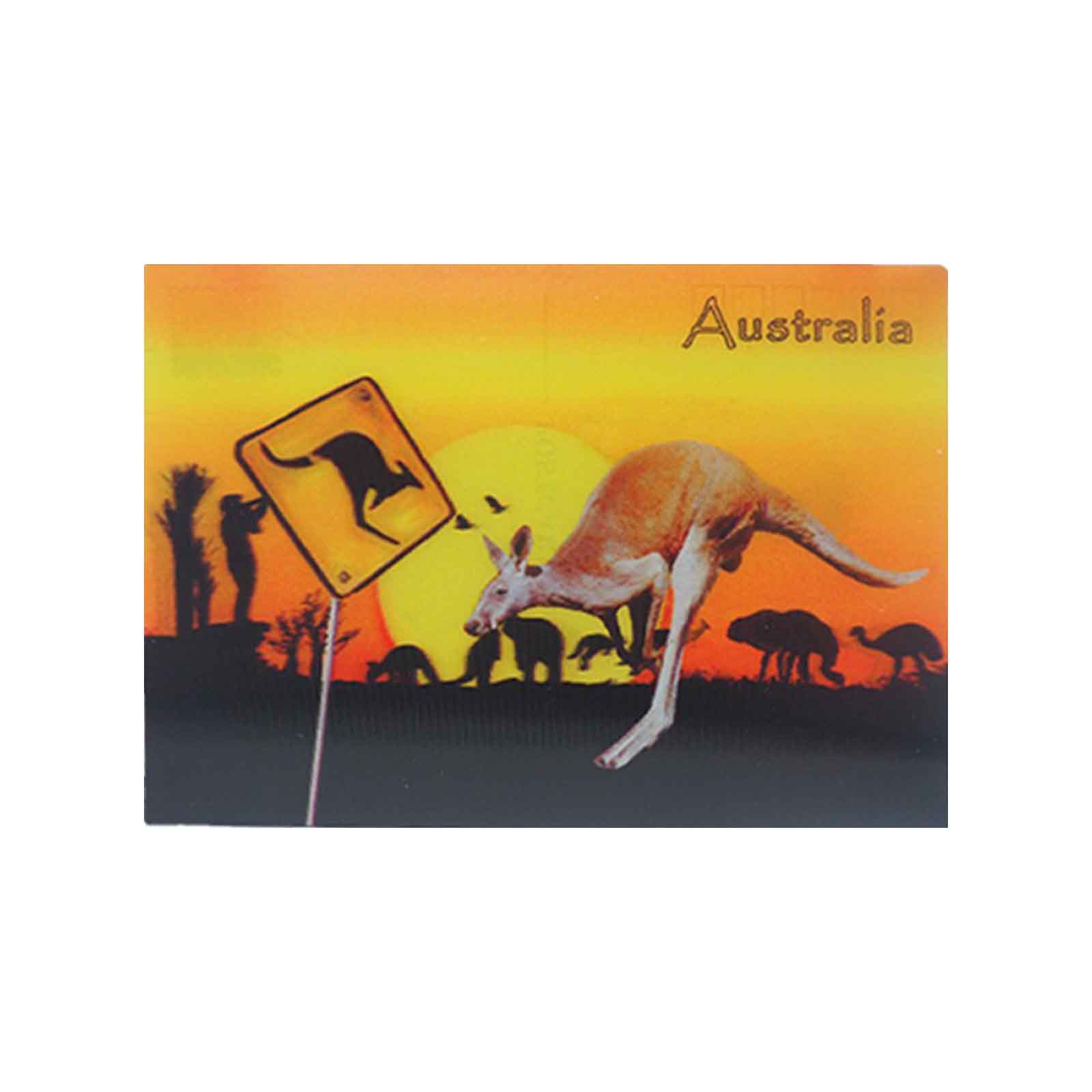 3D Post Card Kangaroo Road Sign Sun