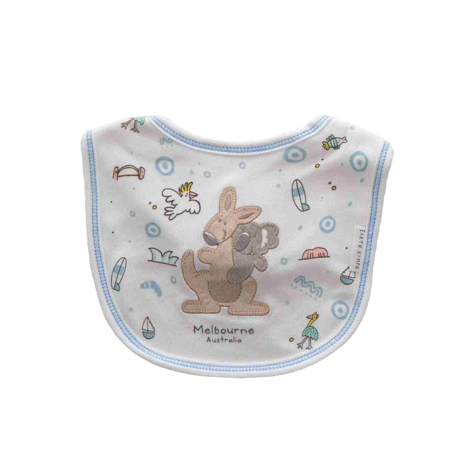 Baby Boy Bib Koala & Kangaroo White