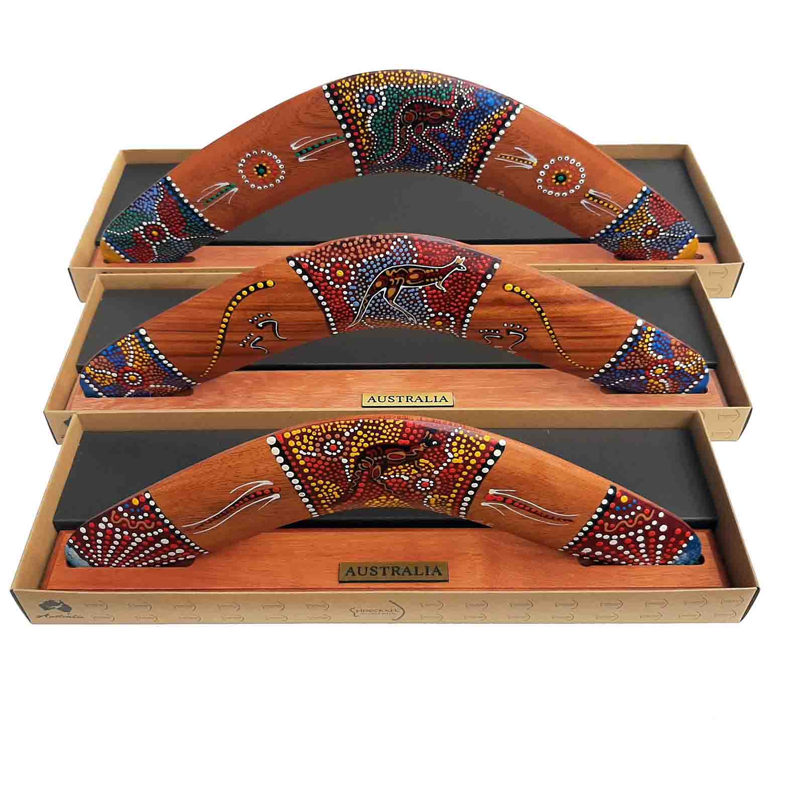 Boomerang Set Kangaroo and Water Hole Art