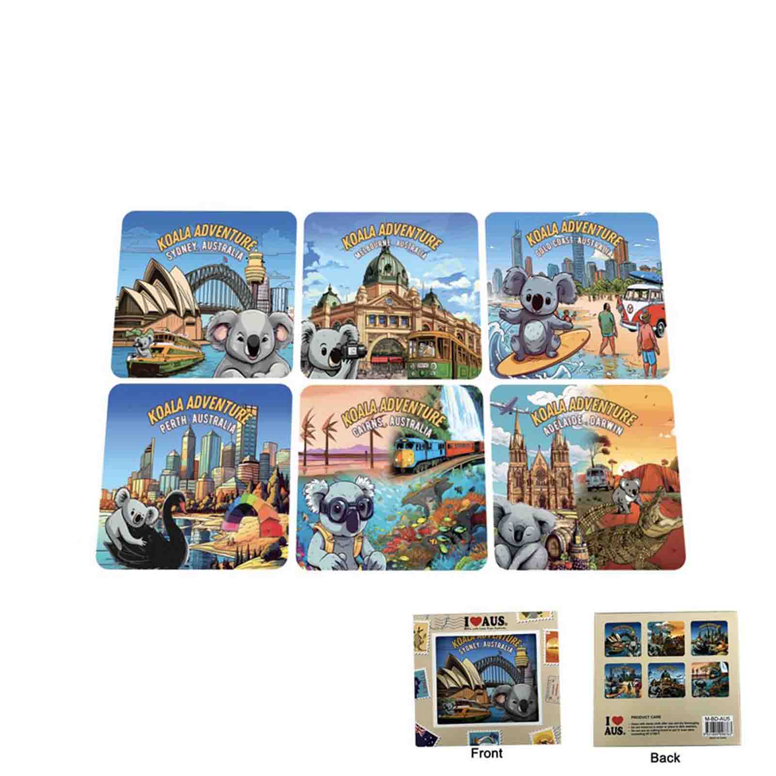 Coaster 6 Pcs Boxed AUS with Koala