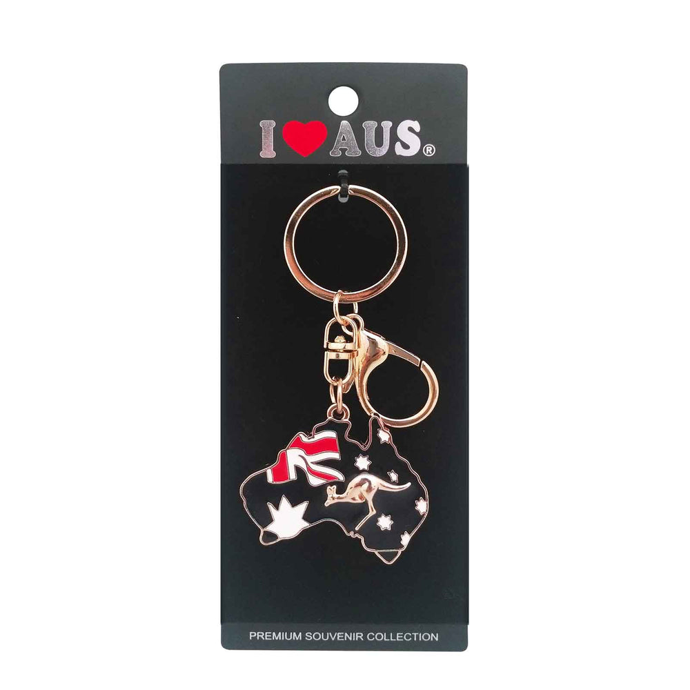 Key Ring Australia Map Shape Kangaroo