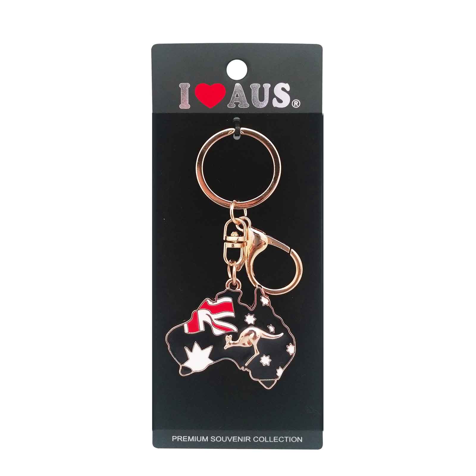 Key Ring Australia Map Shape Kangaroo