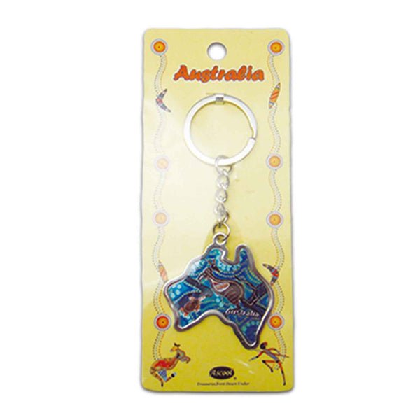 Key Ring Map Aboriginal Blue
