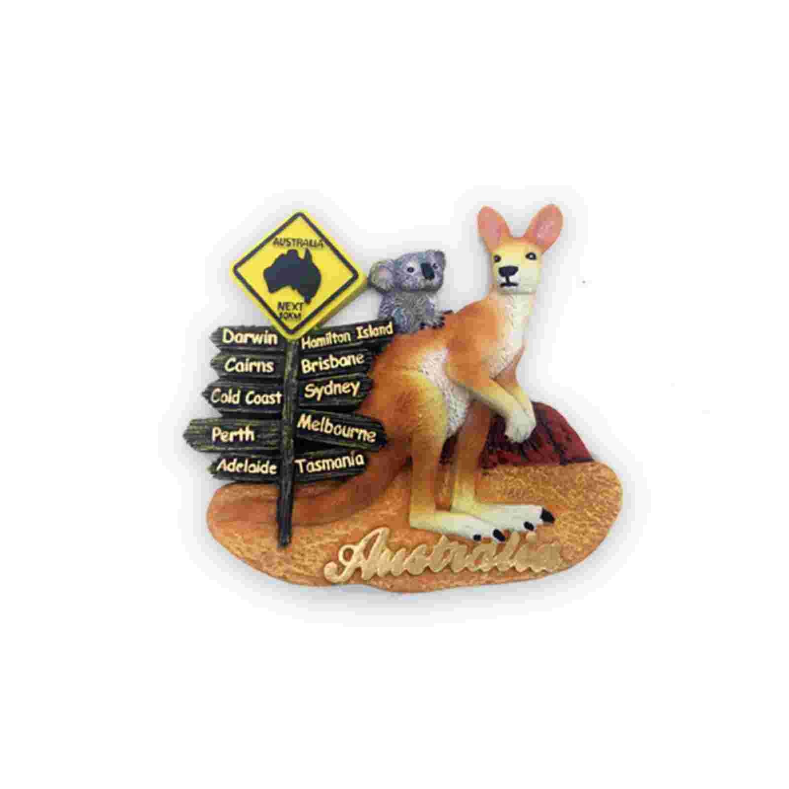 Magnet Resin Kangaroo Road Sign Post