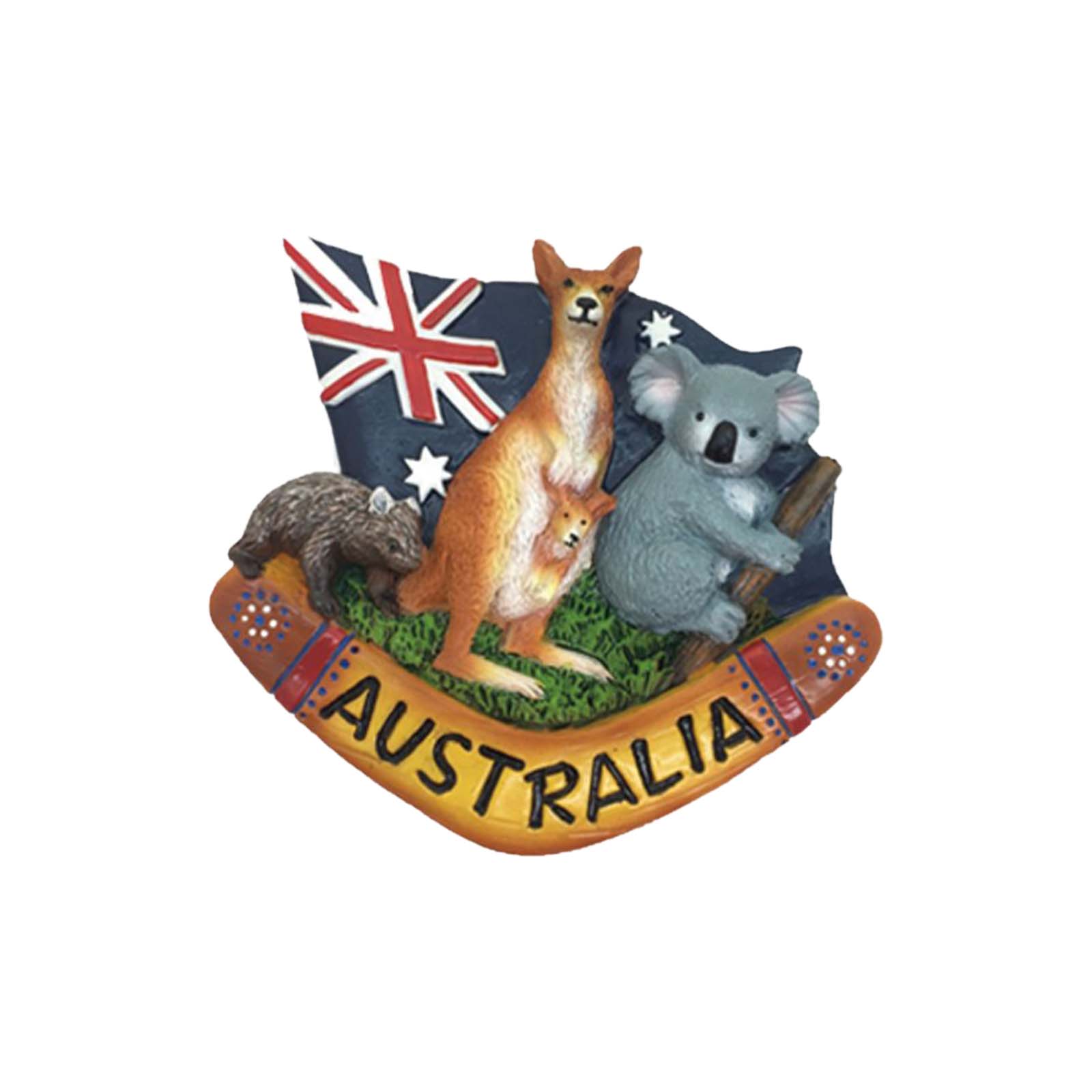 Magnet Resin Roo Koala Wombat Flag
