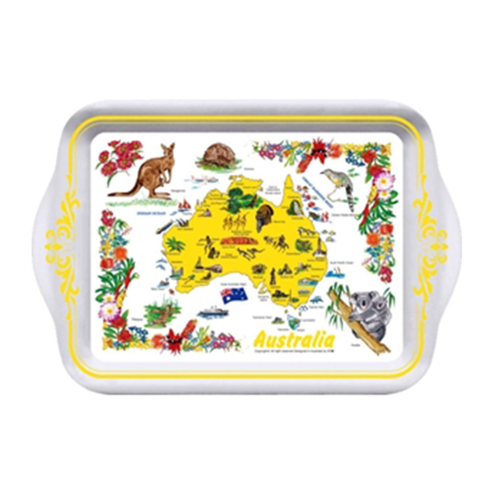 Melamine Tray 8 Inch Australian Map Yellow