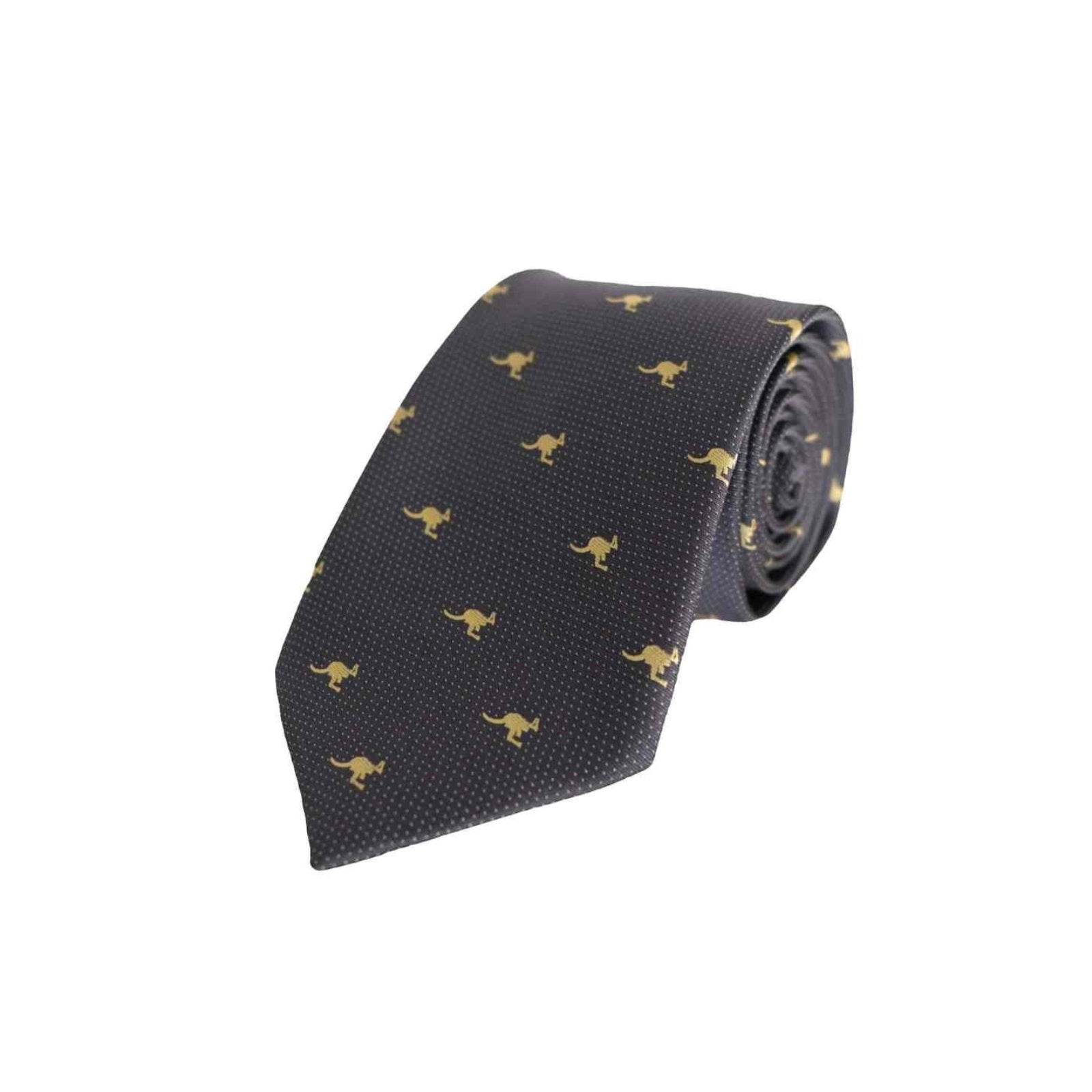 Australian Neck Tie Kangaroo Pin Dot Grey