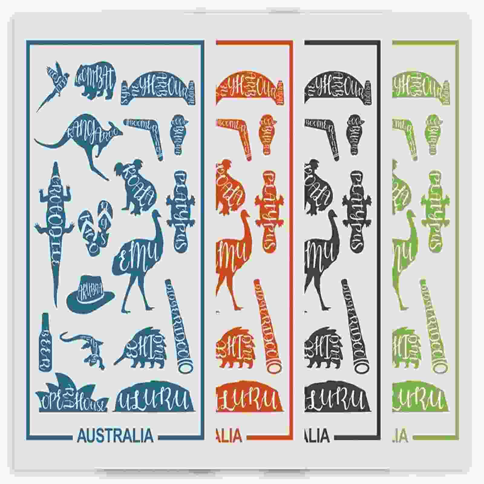 Tea Towel Aussie Animal Icons Coloured