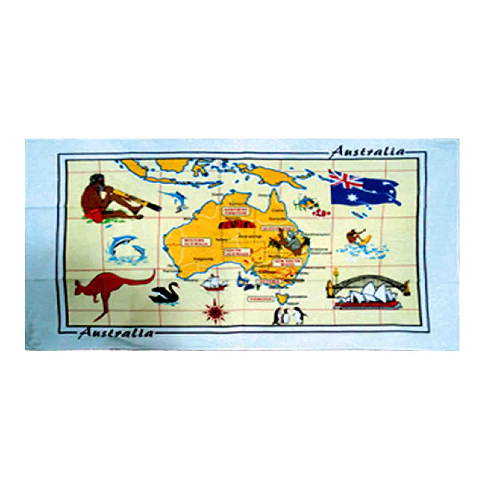 Tea Towel Australia Yellow Map