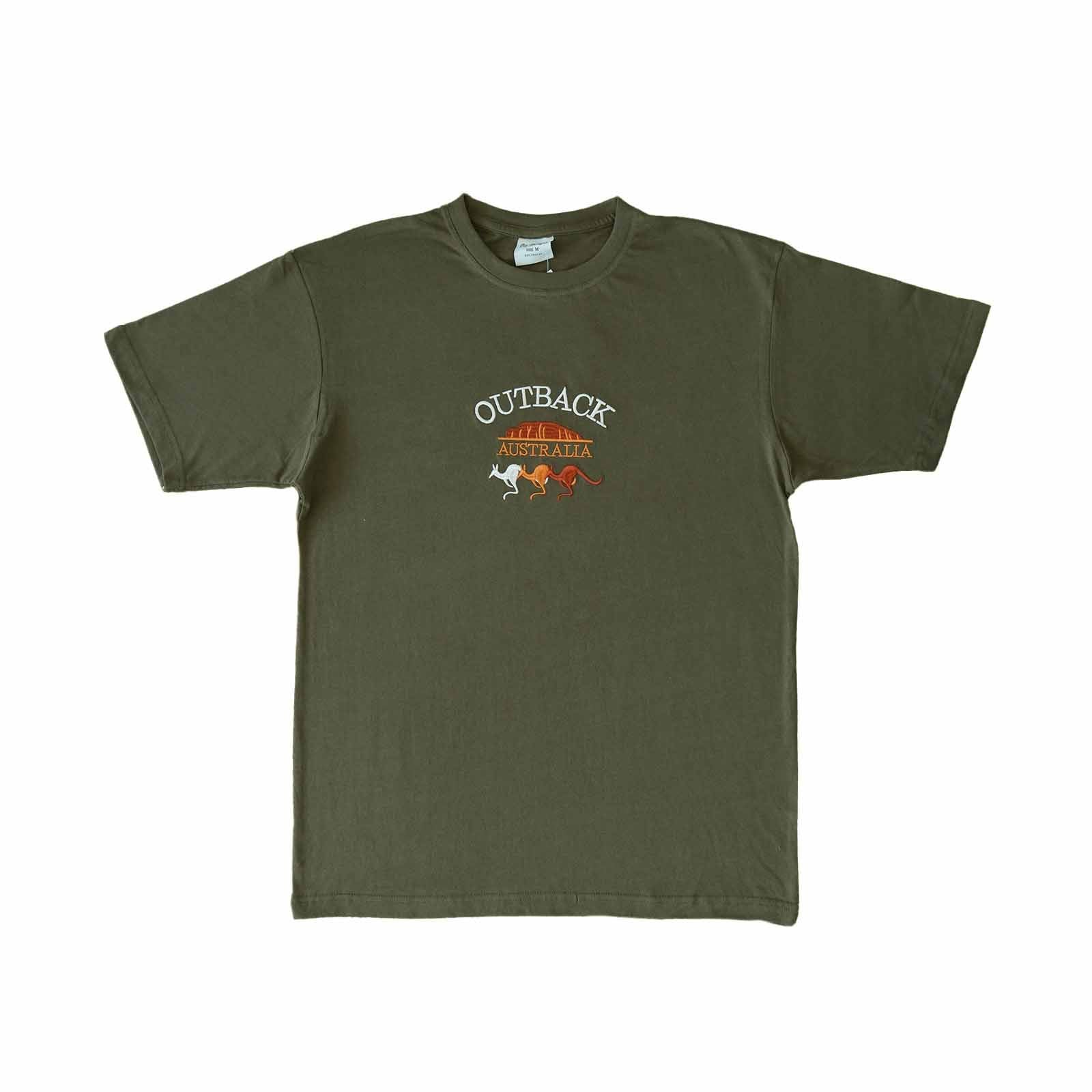 Unisex T-Shirt Outback 3 Kangaroos Olive S