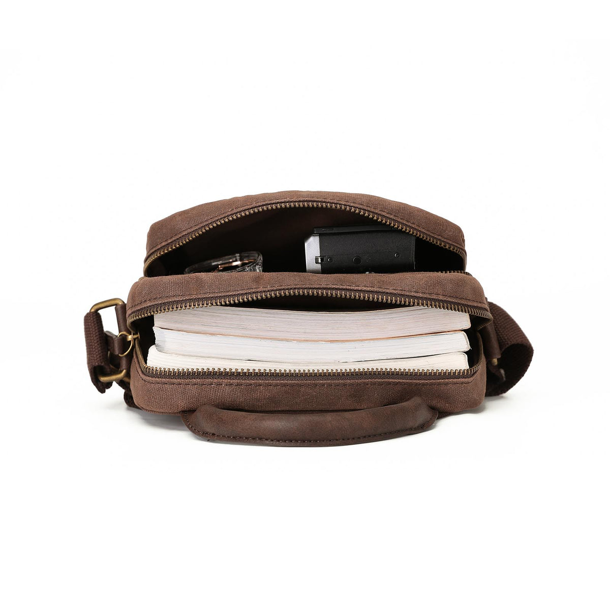 Tosca Waxed Canvas Crossover Bag Brown